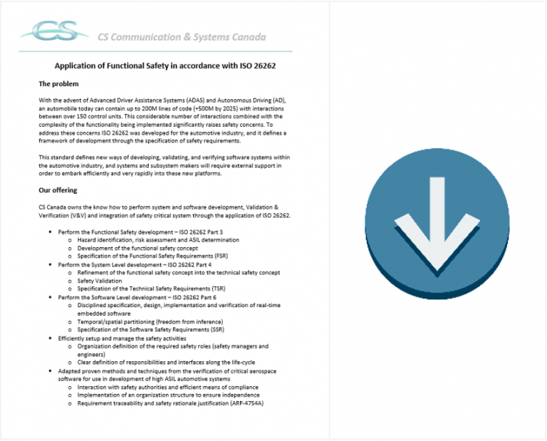 ISO 26262 Functional Safety Consulting - CS Canada